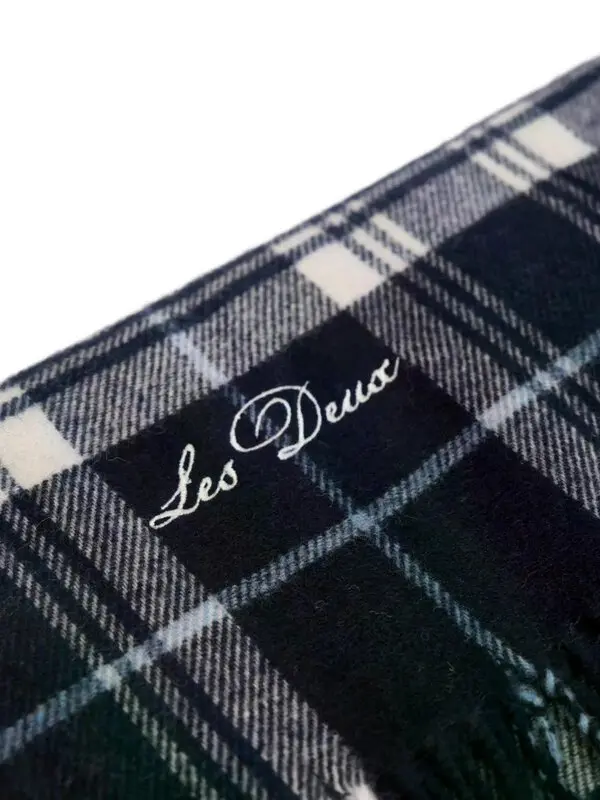 LES DEUX Check-pattern Fringed-detail Scarf