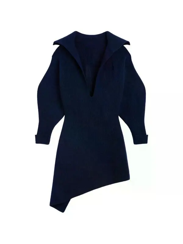 Givenchy Ribbed Asymmetric-hem Dress - Blue