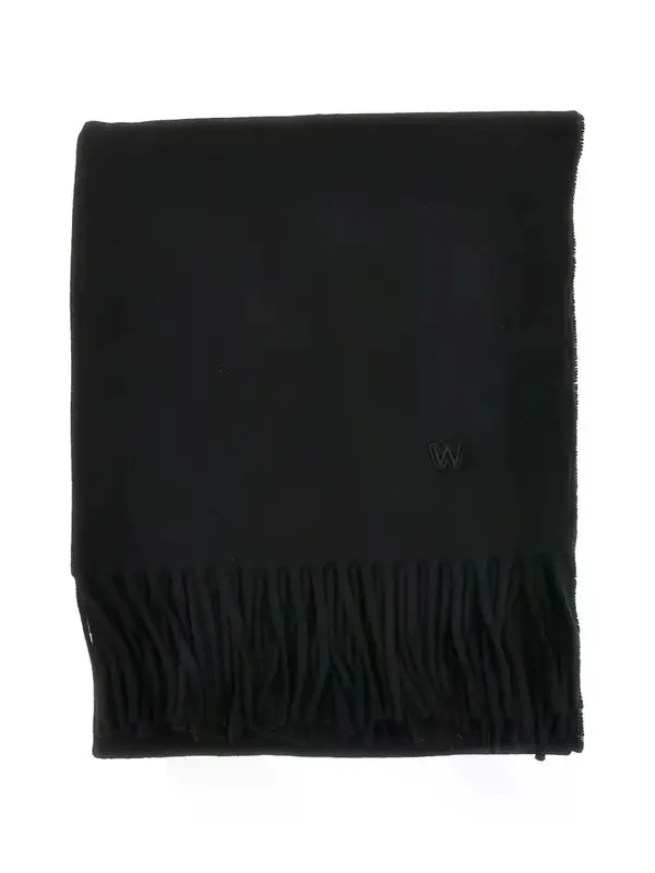 Max Mara Fringed Wool Scarf - Black