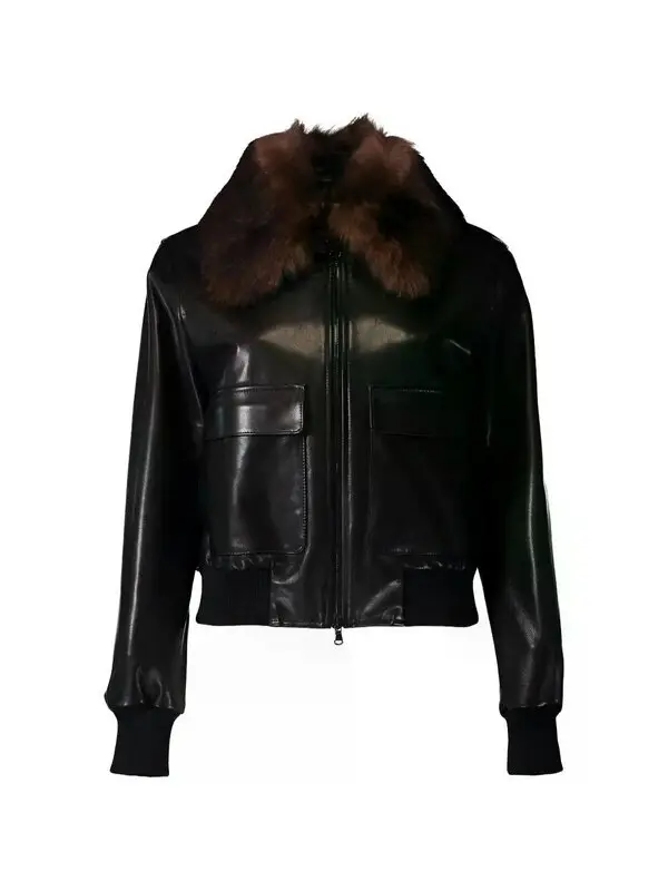 SUSAN BENDER Shearling-collar Leather Jacket