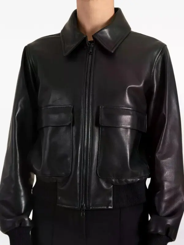 SUSAN BENDER Shearling-collar Leather Jacket