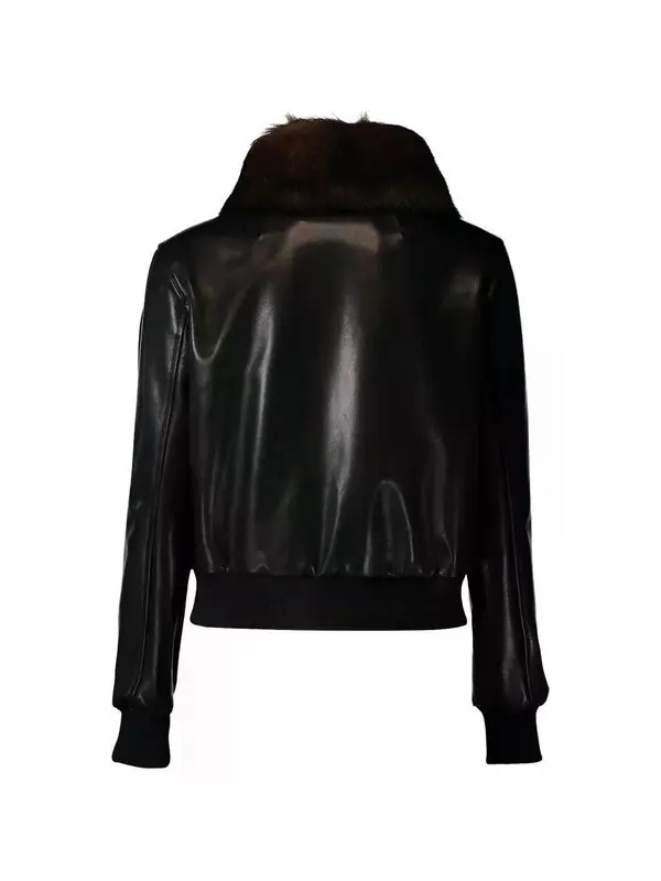 SUSAN BENDER Shearling-collar Leather Jacket