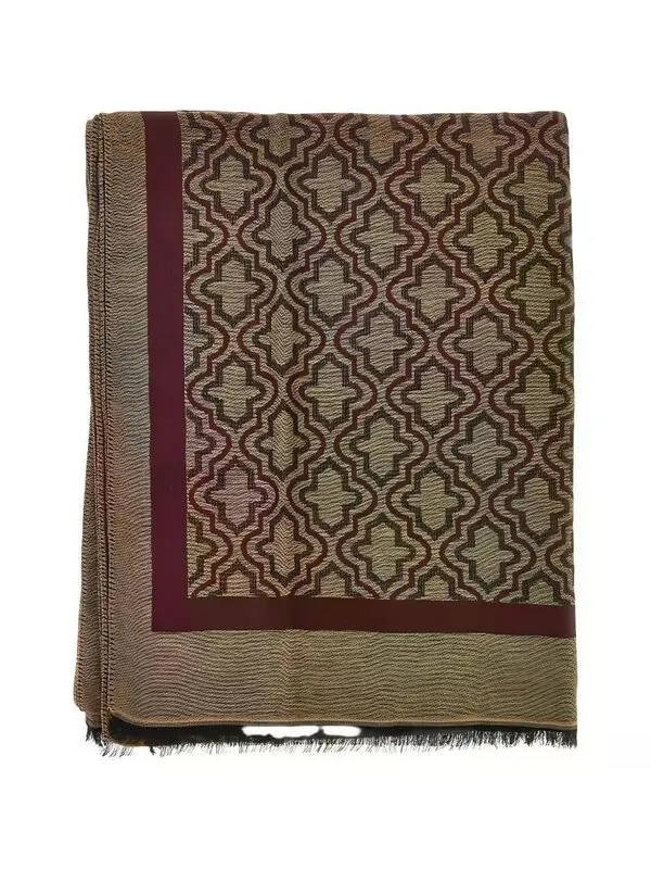 Emporio Armani Geometric-pattern Fringed Scarf - Neutrals