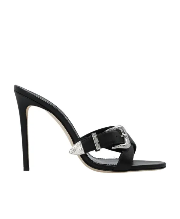Paris Texas Buckle-detail Mules - Black