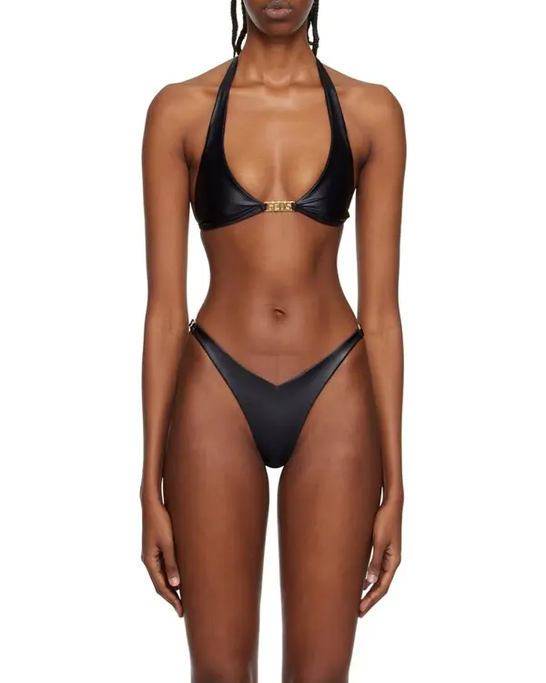 Gcds Logo-plaque Halterneck Tie Fastened Bikini Top