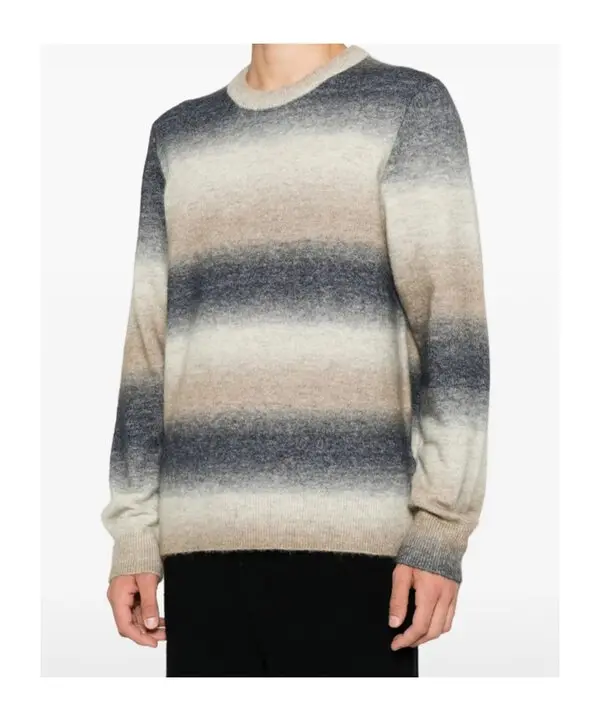 SAMSOE SAMSOE Gradient Effect Striped Crew Neck Sweater