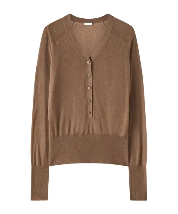 JOSEPH Fine-knit V-neck Cardigan - Brown