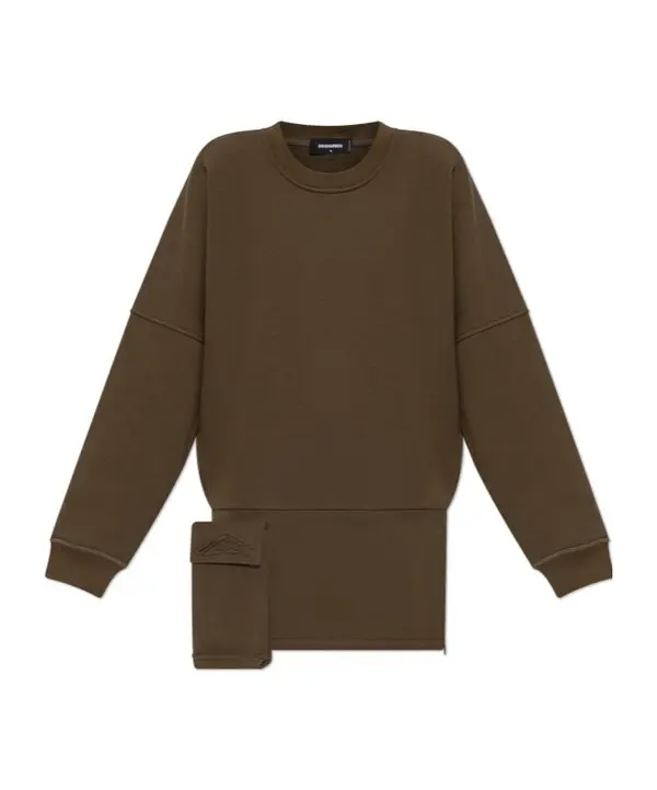 Dsquared2 Crewneck Pocket Detailed Long Sleeve Dress