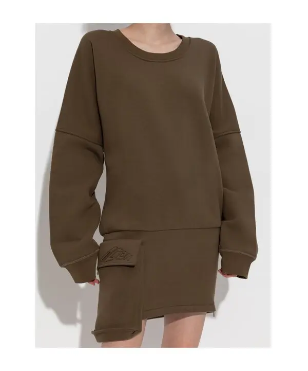 Dsquared2 Crewneck Pocket Detailed Long Sleeve Dress