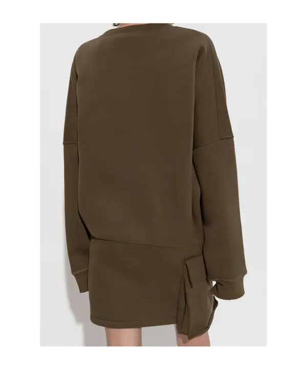 Dsquared2 Crewneck Pocket Detailed Long Sleeve Dress