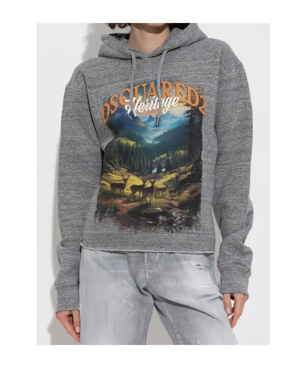 Dsquared2 Printed Distressed Hoodie
