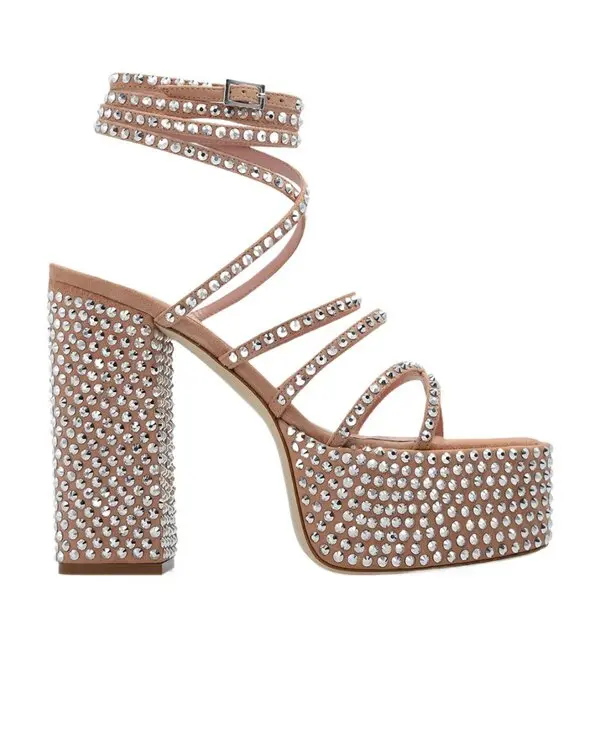 Paris Texas Embellished Platform Sandals - Brown
