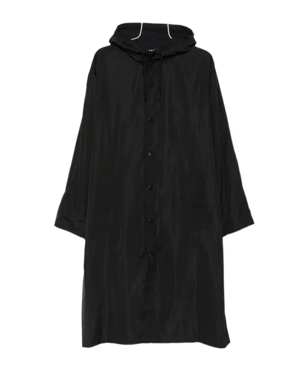 A.p.c. Long-sleeved Hooded Coat With Rear Logo Print