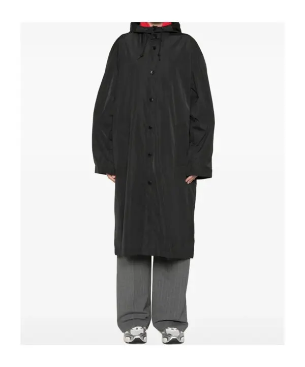 A.p.c. Long-sleeved Hooded Coat With Rear Logo Print