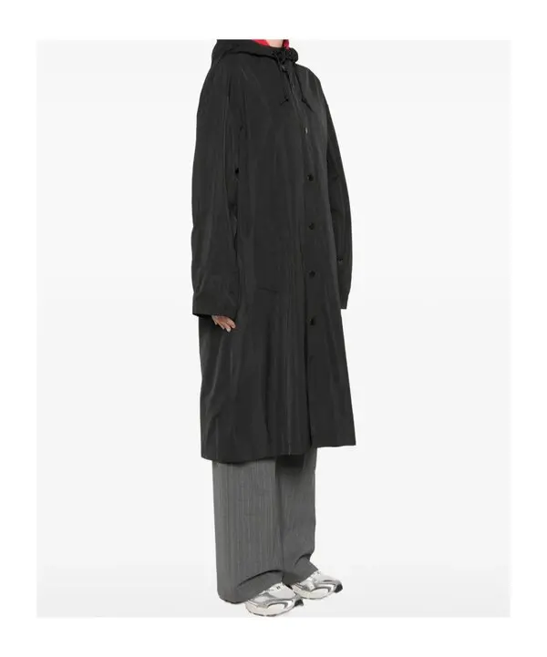 A.p.c. Long-sleeved Hooded Coat With Rear Logo Print
