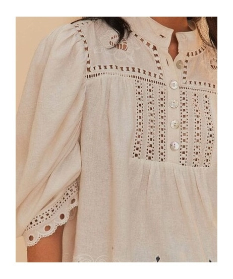 Farm Rio Richelieu Puff Sleeve Blouse