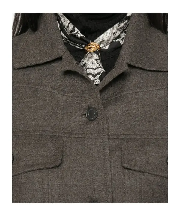 Max Mara Felt Textured Long Sleeve Jacket