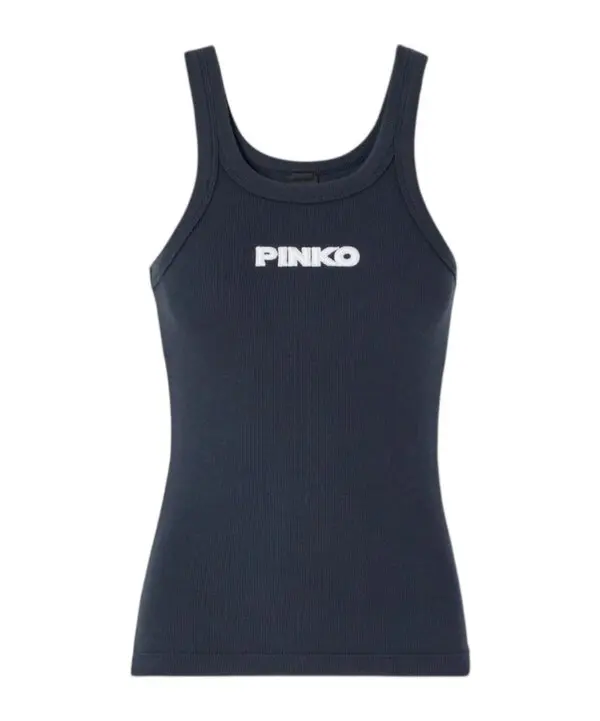 Pinko 3d Logo Ribbed Vest Top