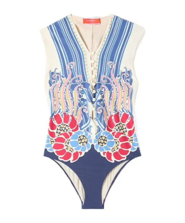 La DoubleJ Floral-print Swimsuit - Blue