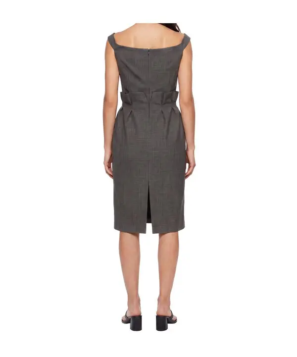 Magda Butrym Sculptural Wool-silk Blend Dress With Floral Waist Detail - Grey