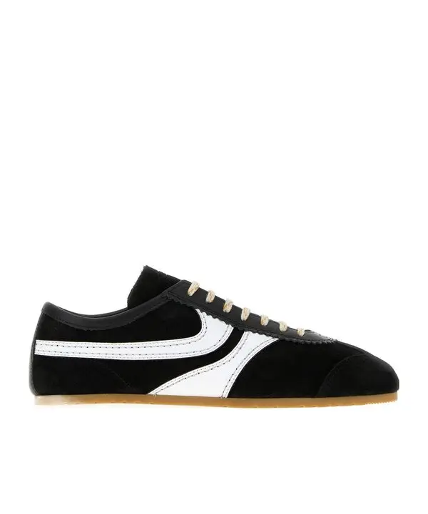 Dries Van Noten Suede And Leather Panel Sneakers - Black