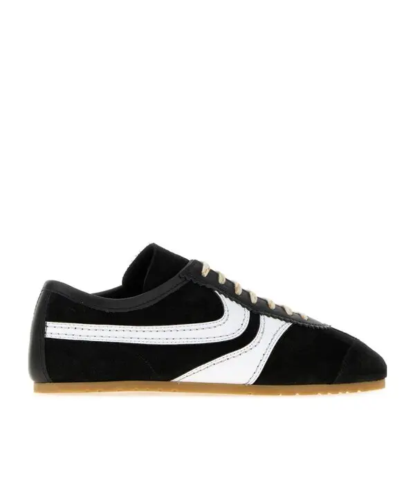 Dries Van Noten Suede And Leather Panel Sneakers - Black