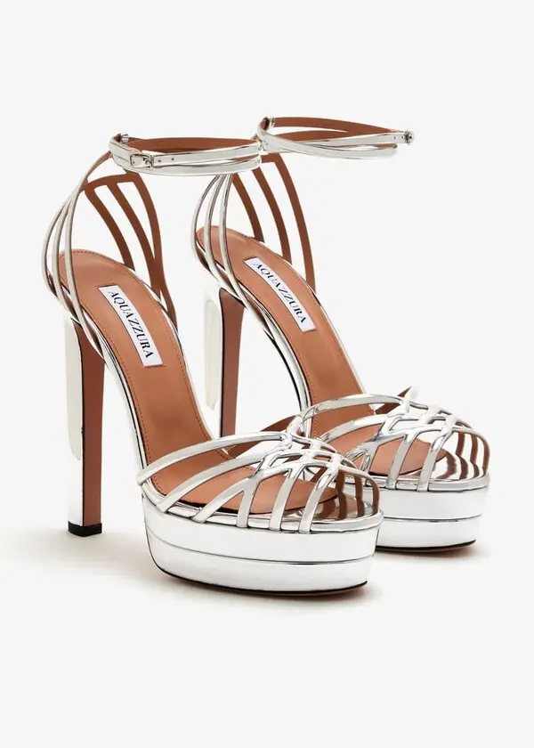 AQUAZZURA 130mm Platform-sole Caged Leather Sandals
