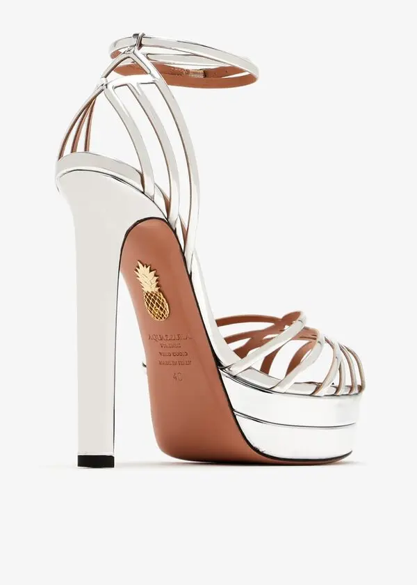 AQUAZZURA 130mm Platform-sole Caged Leather Sandals