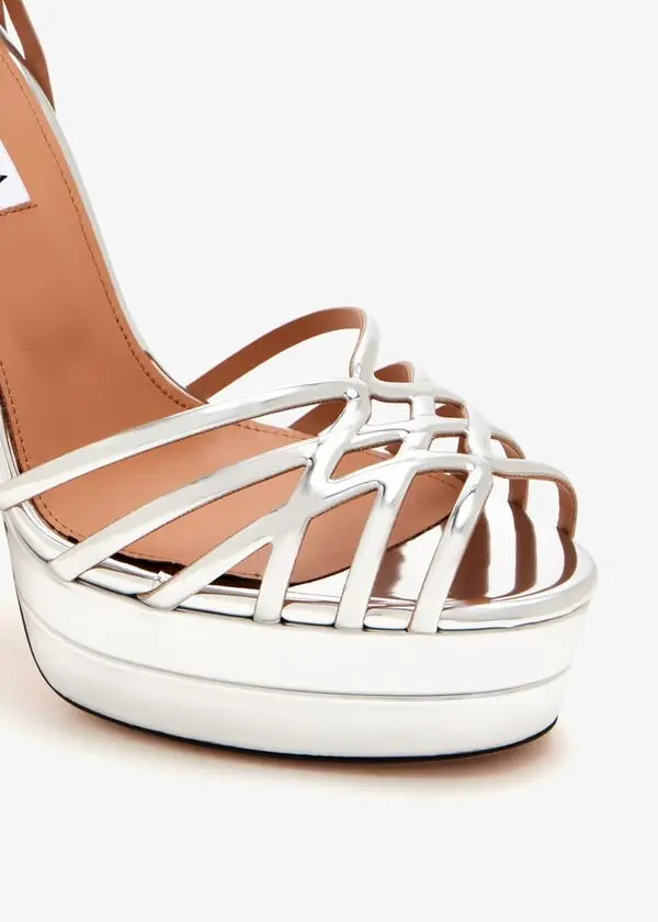 AQUAZZURA 130mm Platform-sole Caged Leather Sandals