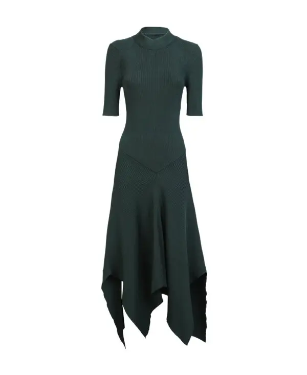 Stella McCartney Asymmetric Ribbed-knit Dress - Green