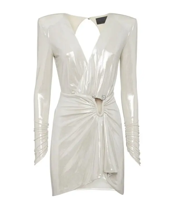 Philipp Plein Skull-detail Draped Mini Dress - Silver