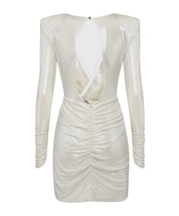Philipp Plein Skull Embellished V-neck Draped Mini Dress