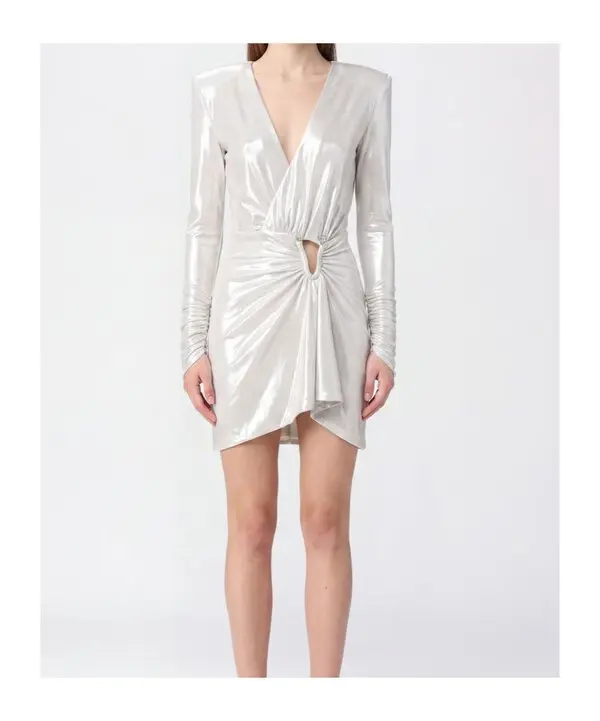 Philipp Plein Skull Embellished V-neck Draped Mini Dress