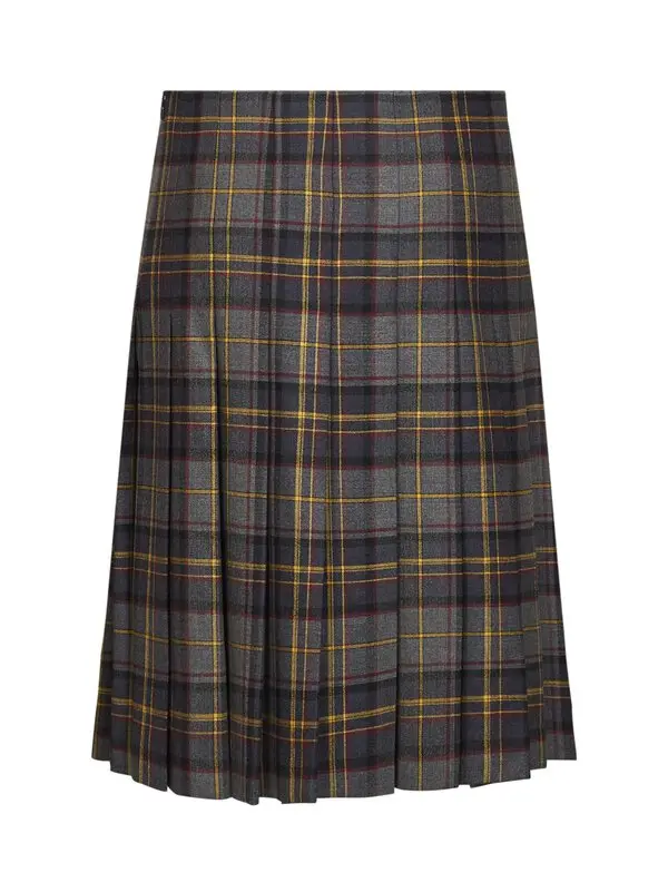 Etro Pleated Short Skirt In Stretch Wool With Check Motif