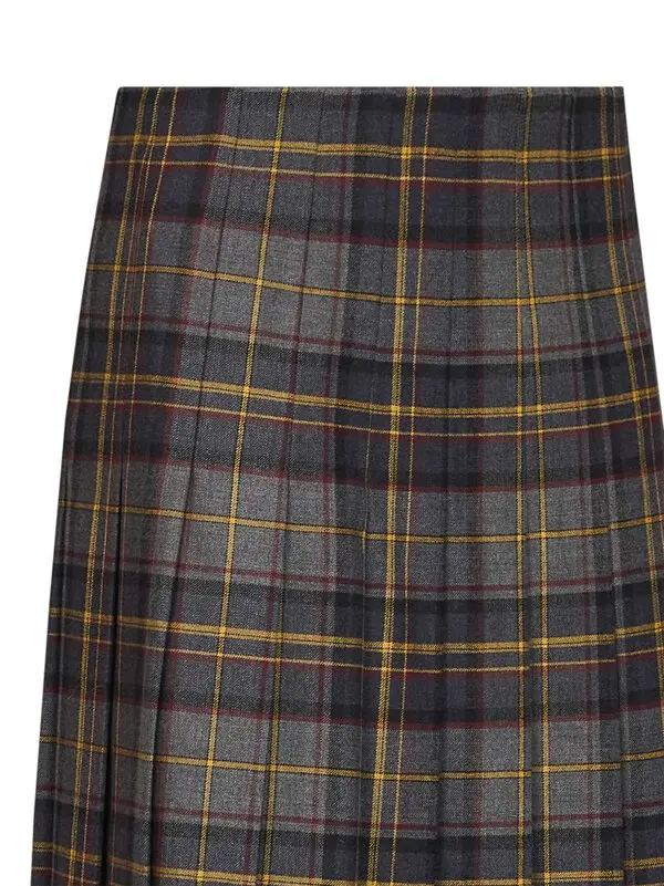 Etro Pleated Short Skirt In Stretch Wool With Check Motif
