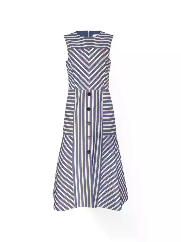 Carolina Herrera Striped Button-detail Midi Dress - Blue