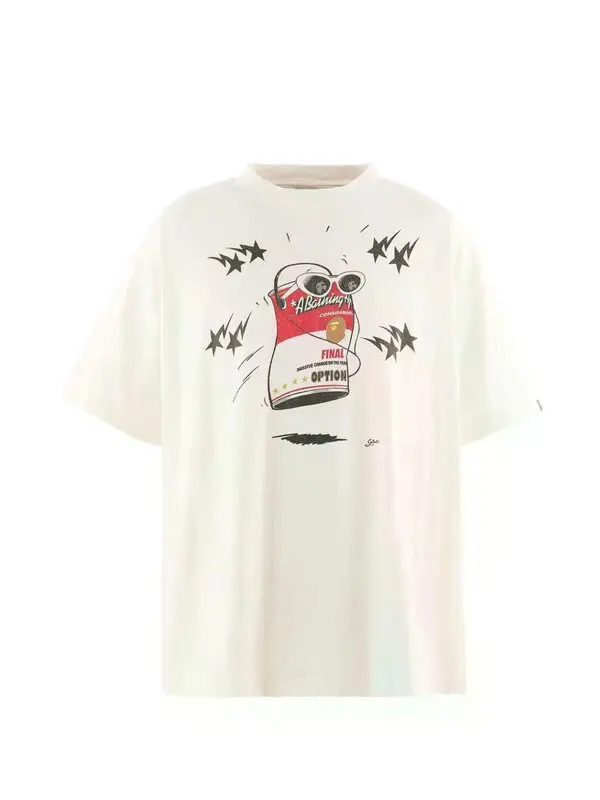 SAINT MXXXXXX X Bape Graphic-print T-shirt - Neutrals
