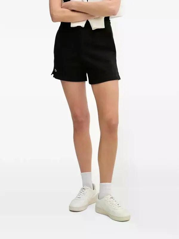 Lacoste Cotton Fleece Shorts With Embroidered Crocodile - Black