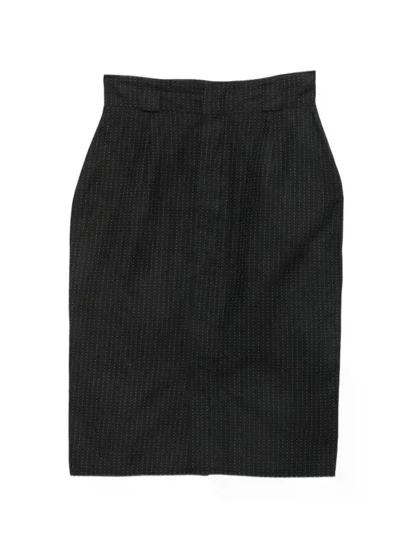 Versace 1970s Micro-pattern Midi Pencil Skirt - Black