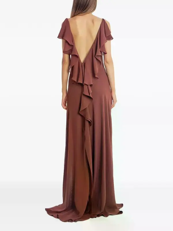 IRINA SCHROTTER Ruffled Cowl-neck Maxi Dress