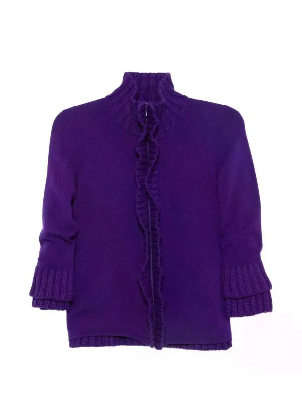 Miu Miu 2000s Ruffled-trim Cardigan And Sweater Set - Purple