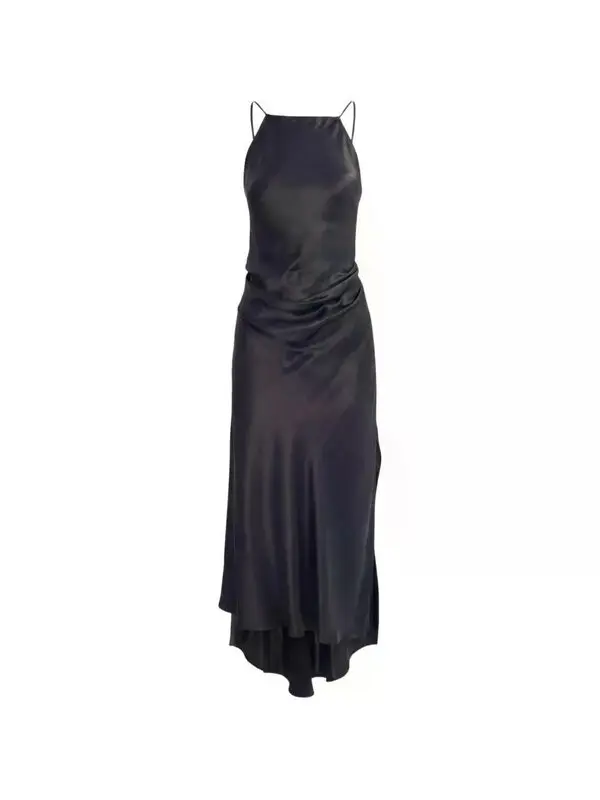 IRINA SCHROTTER Leyla Backless Asymmetric Midi Dress - Black