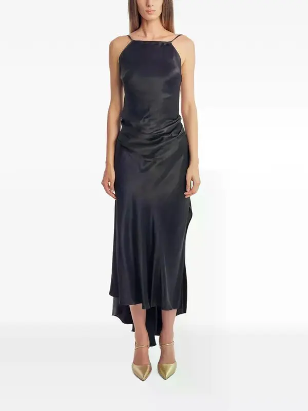 IRINA SCHROTTER Leyla Backless Asymmetric Midi Dress