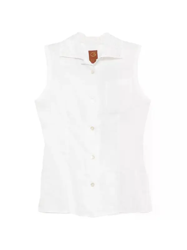ROMEO GIGLI 2000s Sleeveless Embroidered Shirt - White