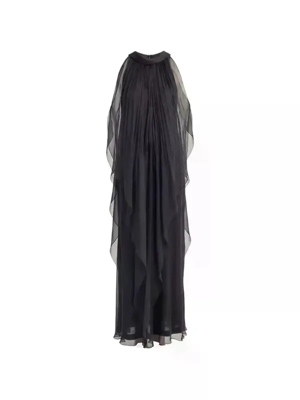 IRINA SCHROTTER Farah Pleated Silk Maxi Dress - Black