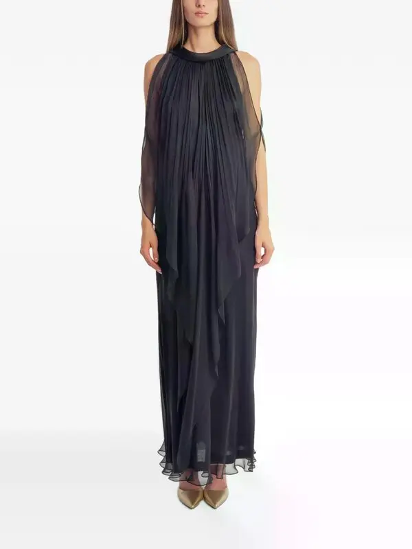 IRINA SCHROTTER Farah Pleated Silk Maxi Dress