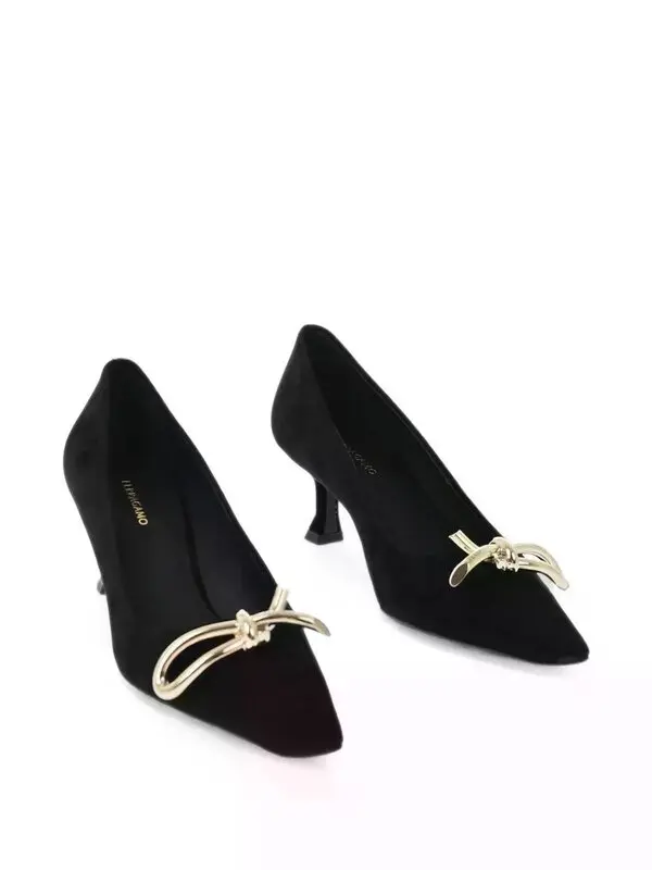 FERRAGAMO Annie Heeled Pumps In Suede With Logo-engraved Hardware