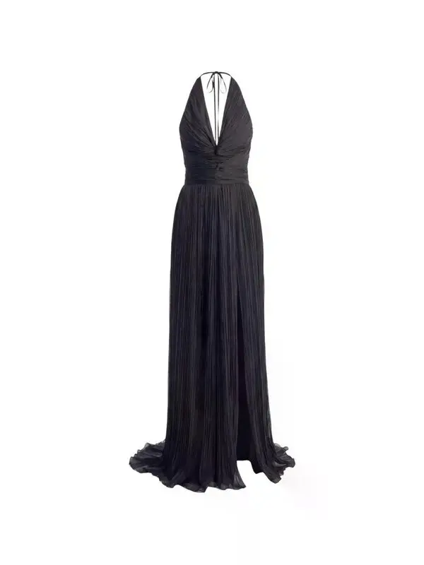 IRINA SCHROTTER Vanessa Pleated Halterneck Gown - Black