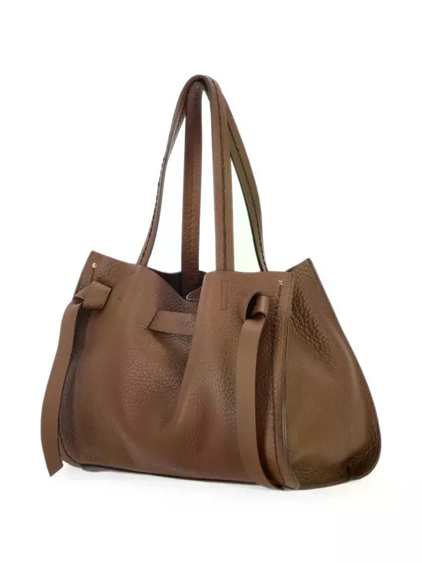 VISONA` Large Vittoria Leather Knotted Tote Bag