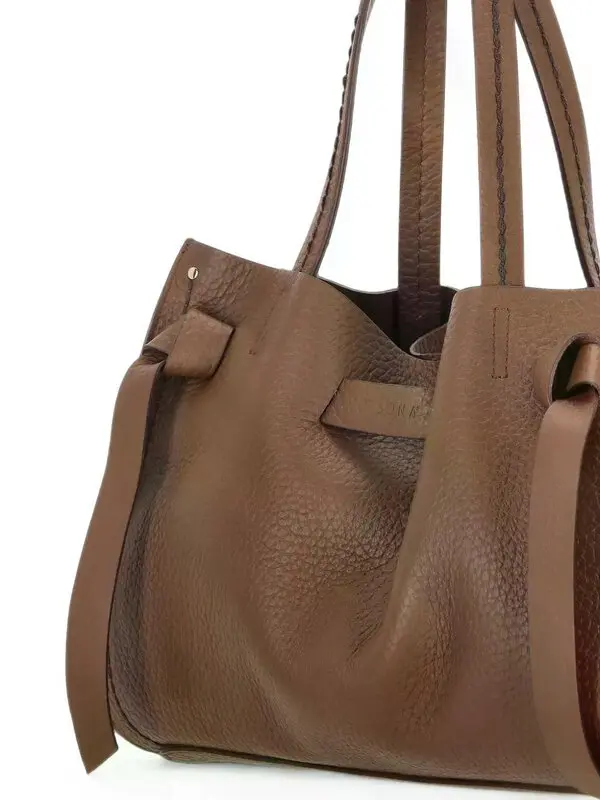 VISONA` Large Vittoria Leather Knotted Tote Bag